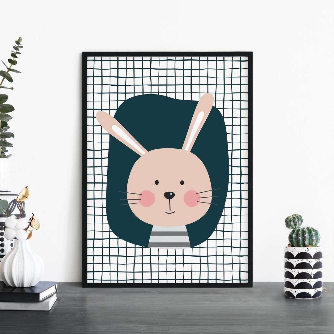 Bunny Poster Print Wall Art | Childrens Kids Boys Girls Nursery Bedroom ...