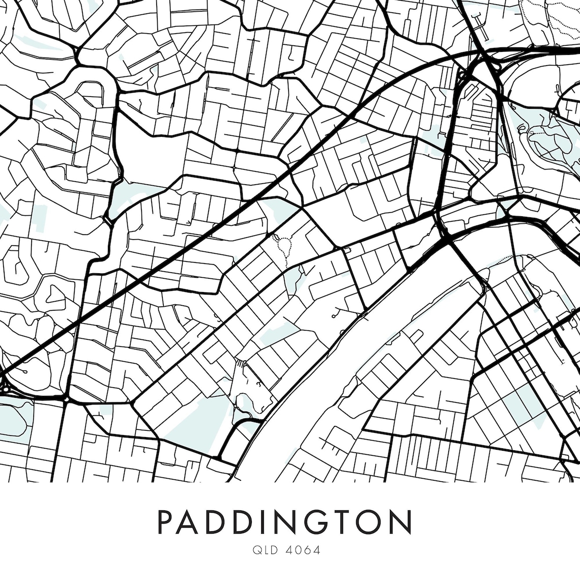 Paddington Brisbane Queensland City Map Print Wall Art | Etsy