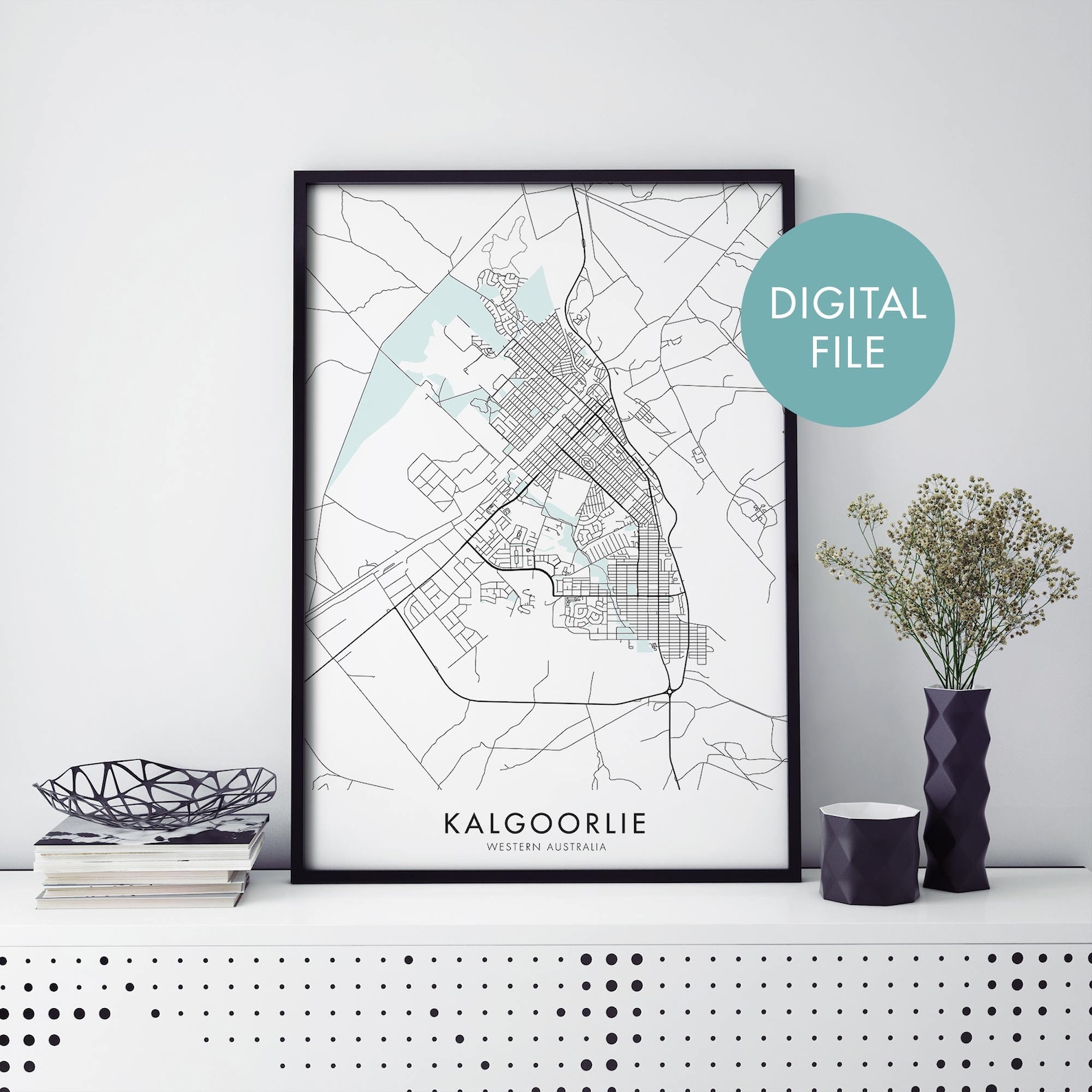 Kalgoorlie, Western Australia City Map Print Wall Art | Print at Home ...