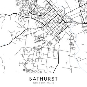 Bathurst, New South Wales, Australia Art, City Map Print Wall Art | A4 ...