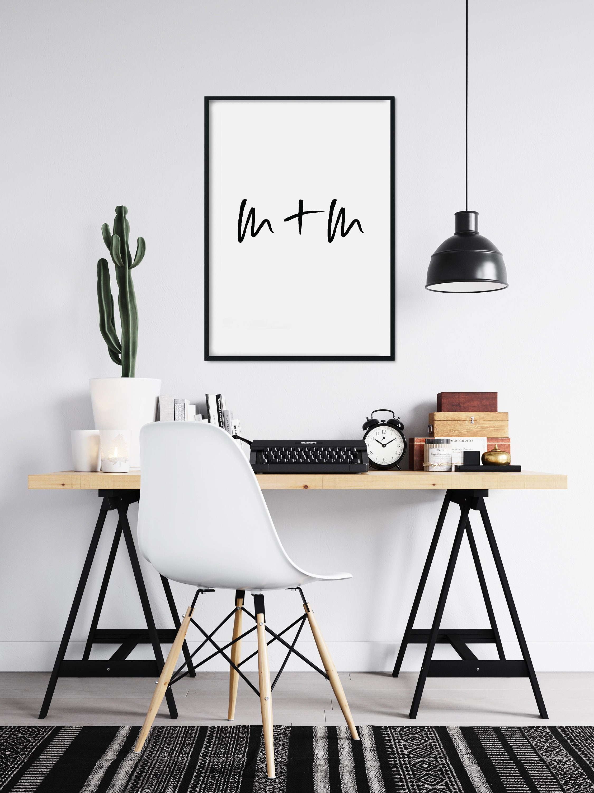 Custom Couples Initials Text Poster Print Wall Art | Etsy