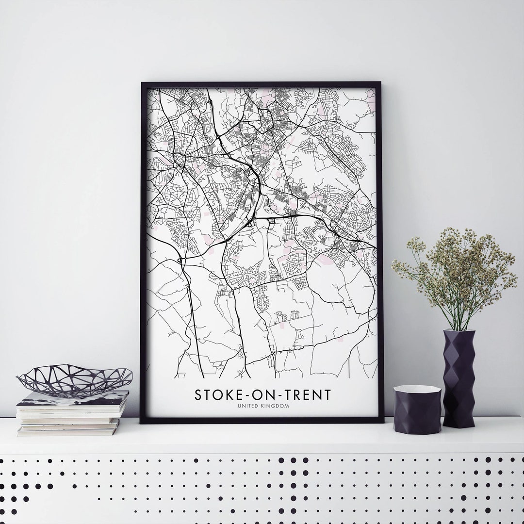 Stoke-on-trent, England UK Art, City Map Print Wall Art | A4 A3 A2 A1 ...