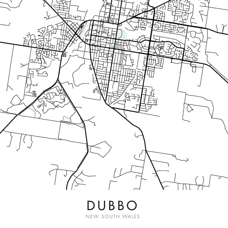 Dubbo, New South Wales, Australia City Map Print Wall Art | Print at Home | Digital Download ...