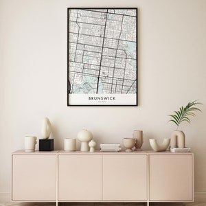 Brunswick, Melbourne City Map Print Wall Art | Print at Home | Digital ...