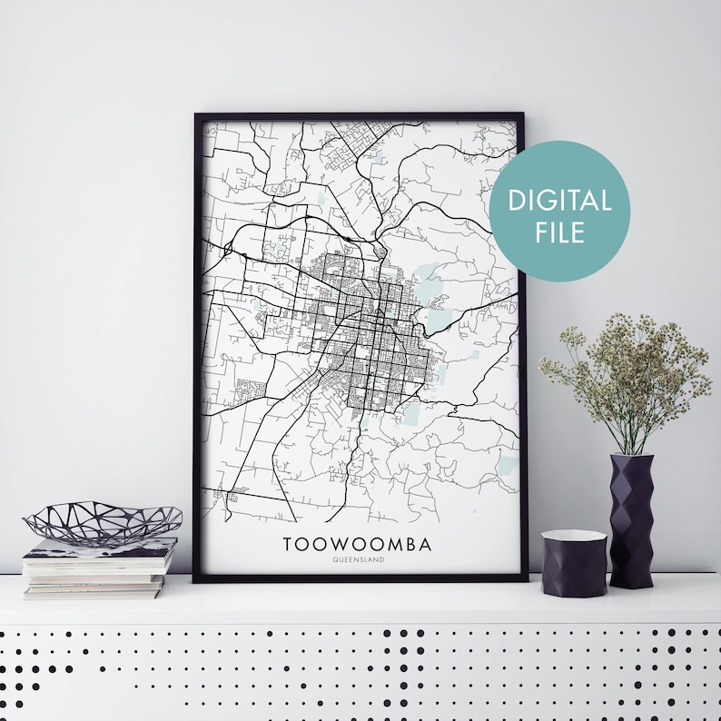 Toowoomba, Queensland, Australia City Map Print Wall Art | Print at ...