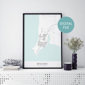 Broome, Western Australia City Map Print Wall Art | Print at Home ...