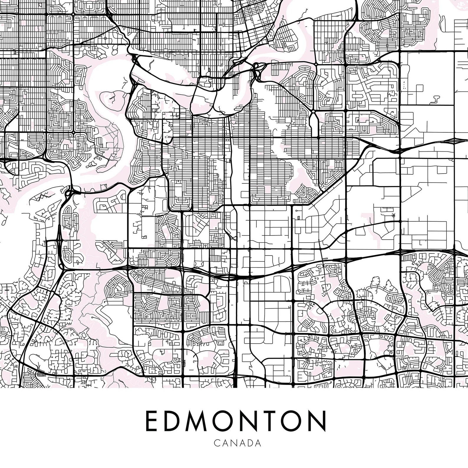 Edmonton Canada City Map Print Wall Art Print at Home - Etsy