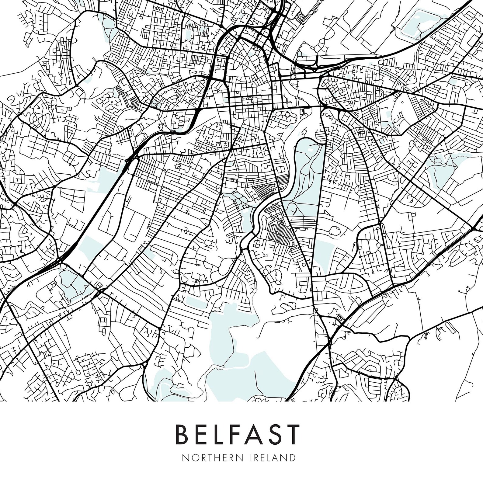 Belfast Northern Ireland City Map Print Wall Art Print At | Etsy