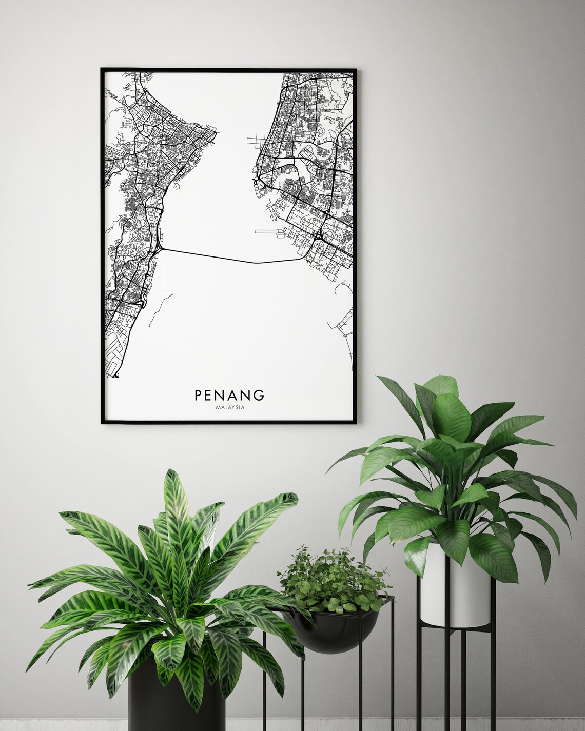 Penang, Malaysia City Map Print Wall Art Poster | Print at Home ...