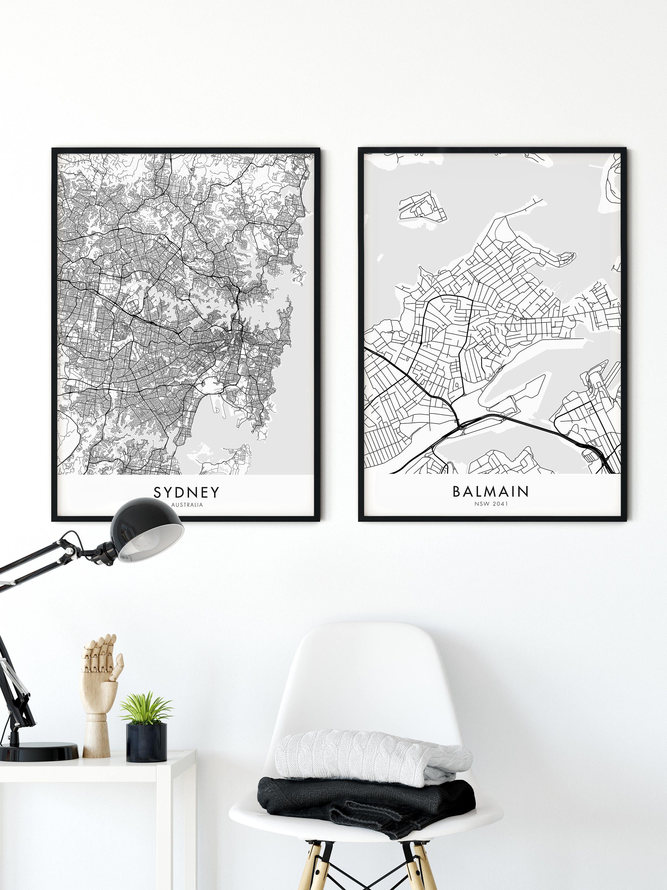 Balmain Sydney Australia Art City Map Print Wall Art A4 - Etsy