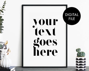 DIGITAL DOWNLOAD Custom Quote Text Poster Print Wall Art | Etsy