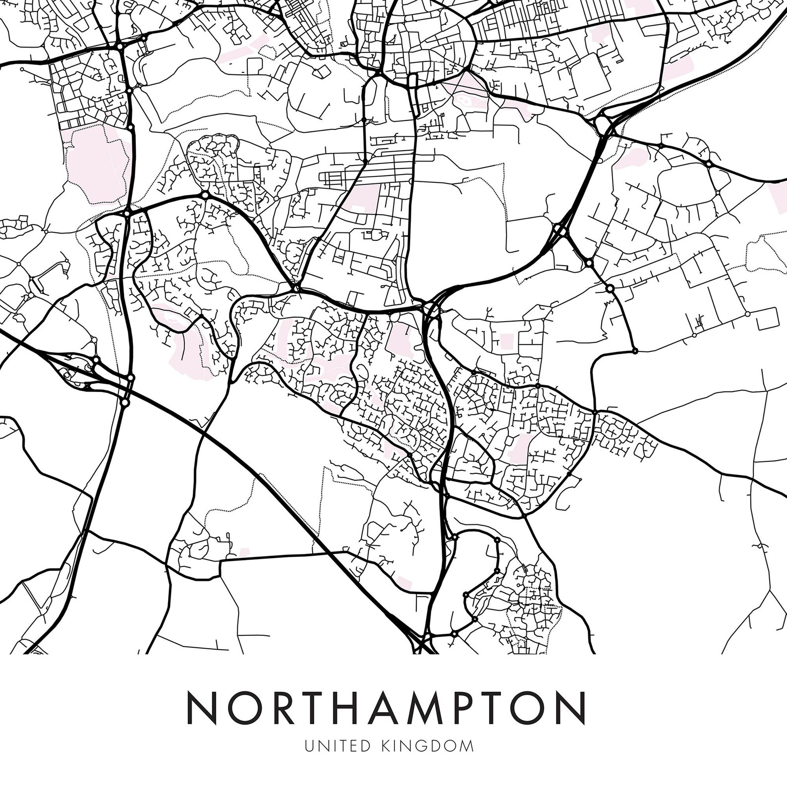 Northampton, England, UK Art, City Map Print Wall Art | A4 A3 A2 A1 - Etsy