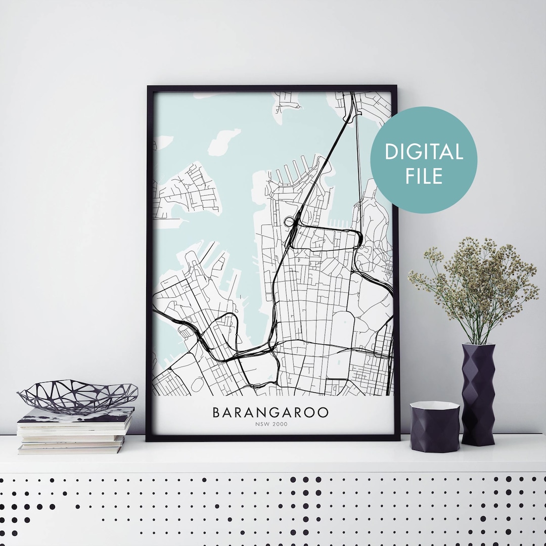 Barangaroo, Sydney, Australia City Map Print Wall Art | Print at Home ...