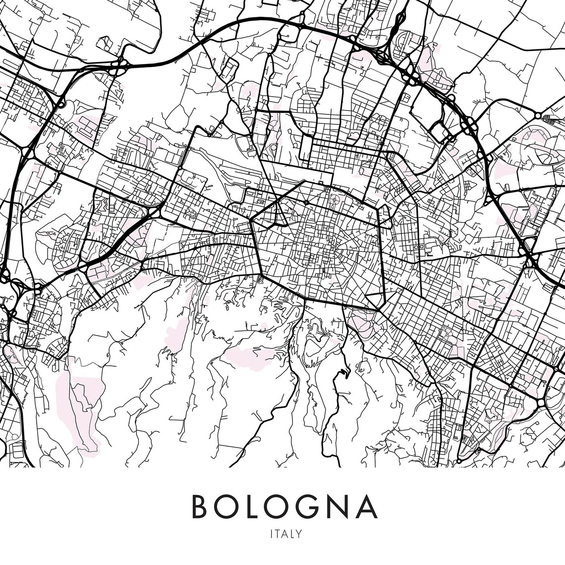 Bologna, Italy City Map Print Wall Art | Print at Home | Digital ...
