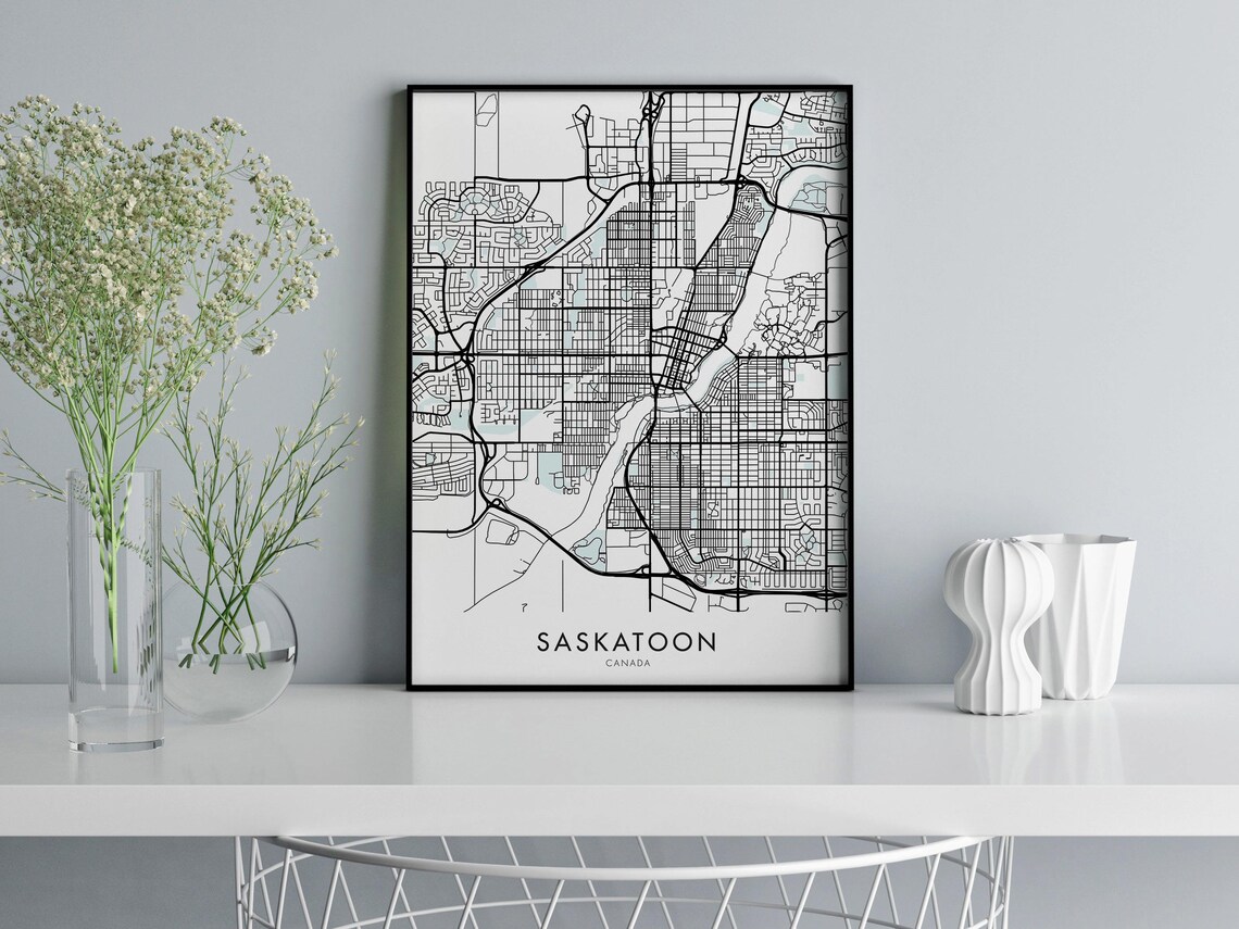 Saskatoon Saskatchewan Canada Art City Map Print Wall Art - Etsy