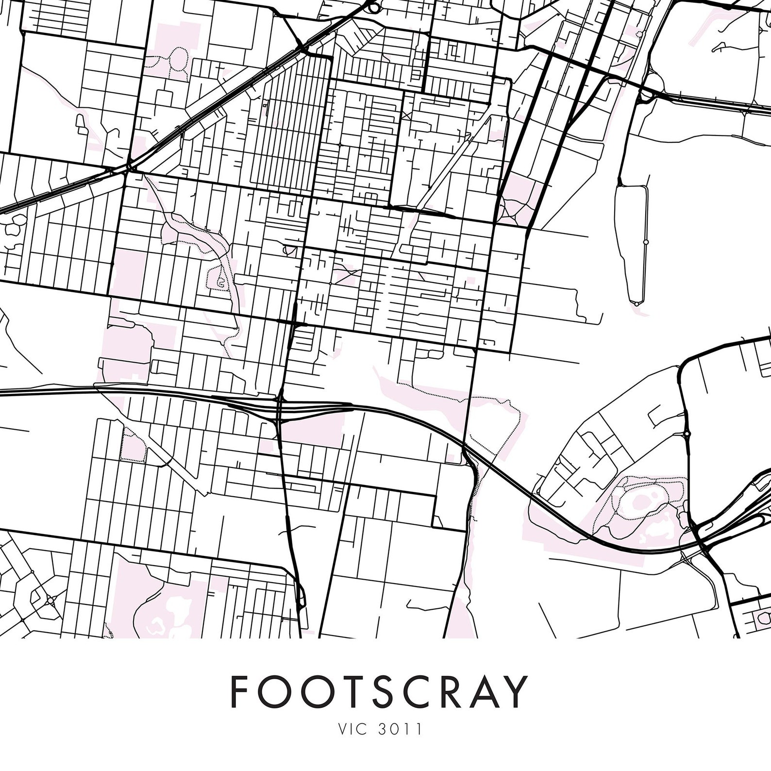 Footscray, Melbourne City Map Print Wall Art | Print at Home | Digital ...