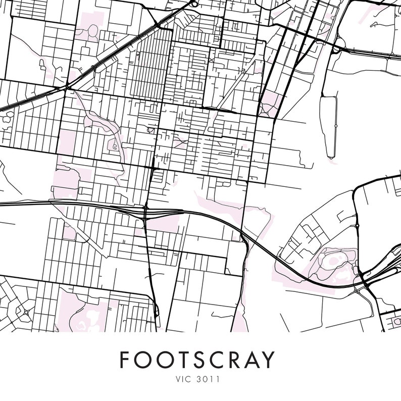 Footscray, Melbourne City Map Print Wall Art | Print at Home | Digital ...