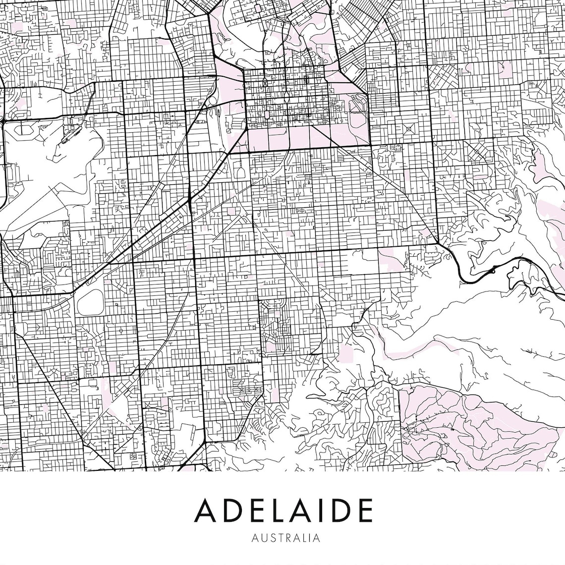 Adelaide Australia Art City Map Print Wall Art A4 A3 A2 A1 | Etsy
