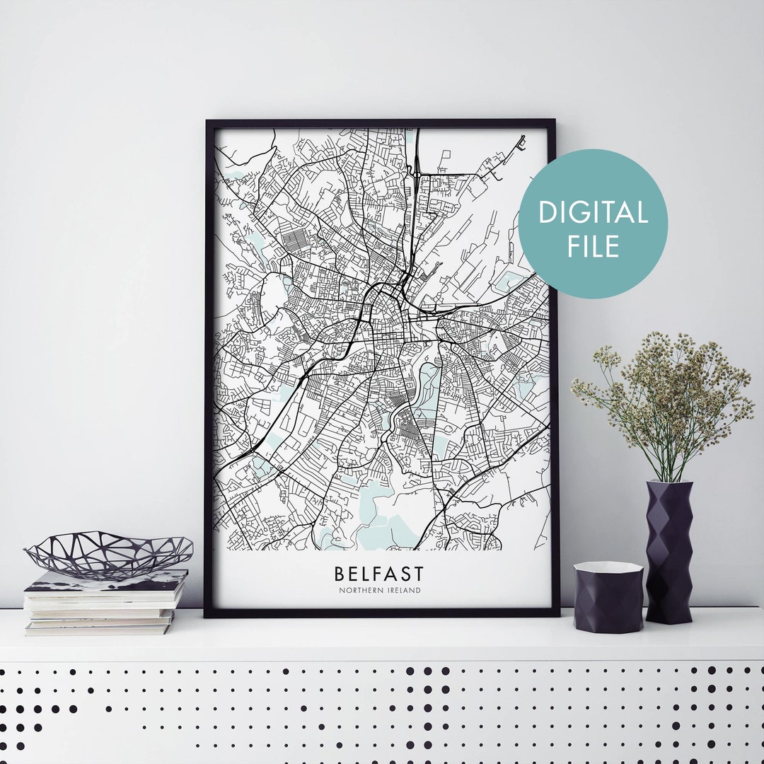Belfast, Northern Ireland City Map Print Wall Art | Print at Home ...