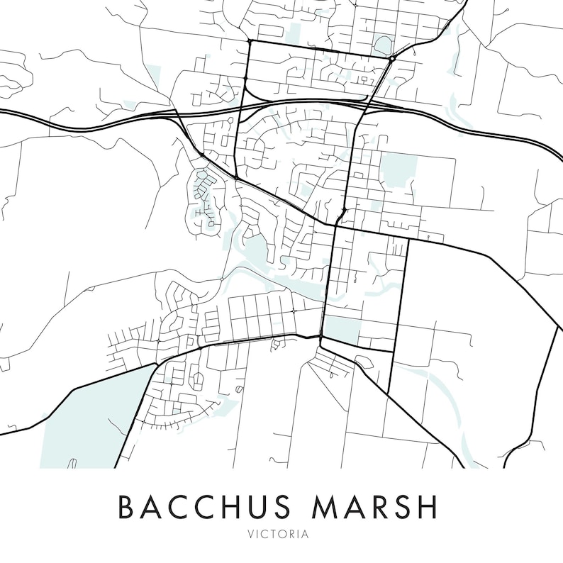 Bacchus Marsh, Victoria, Australia City Map Print Wall Art | Print at ...
