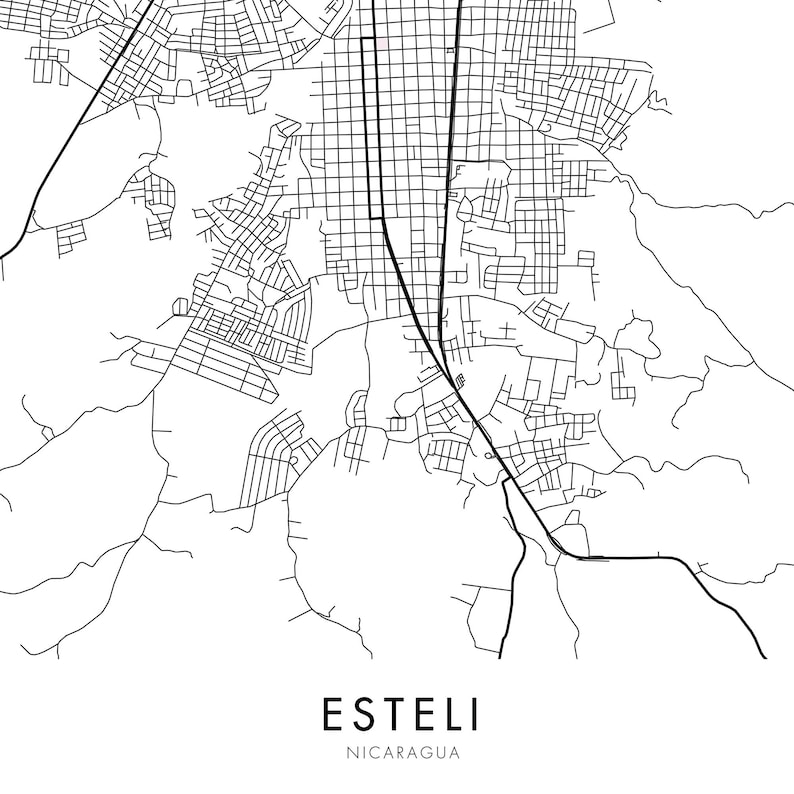 Estelí, Nicaragua City Map Print Wall Art | Print at Home | Digital ...