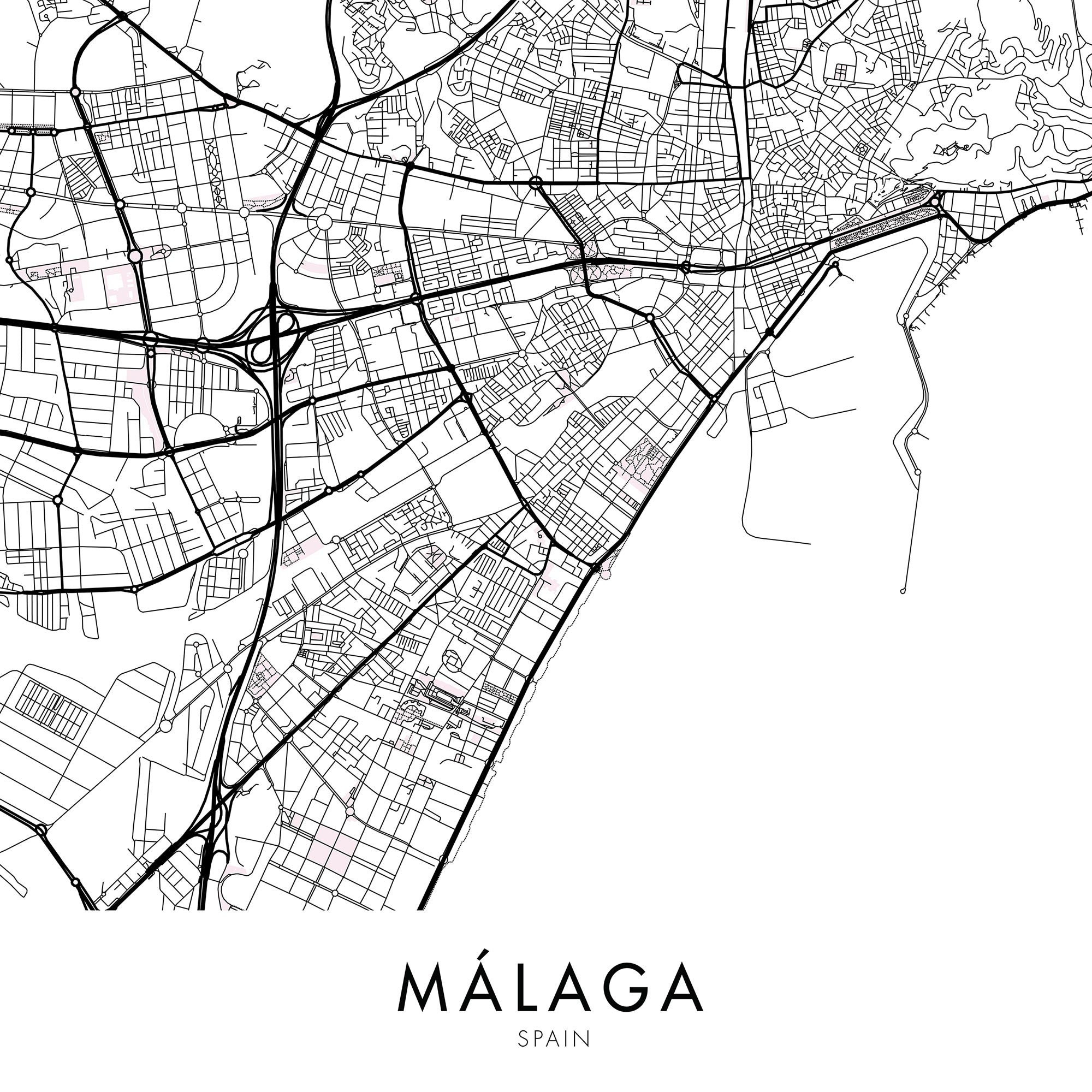 Málaga Spain Art City Map Print Wall Art A4 A3 A2 A1 - Etsy UK