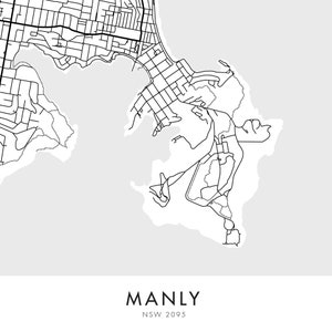 Manly, Sydney, Australia Art, City Map Print Wall Art | A4 A3 A2 A1 - Etsy