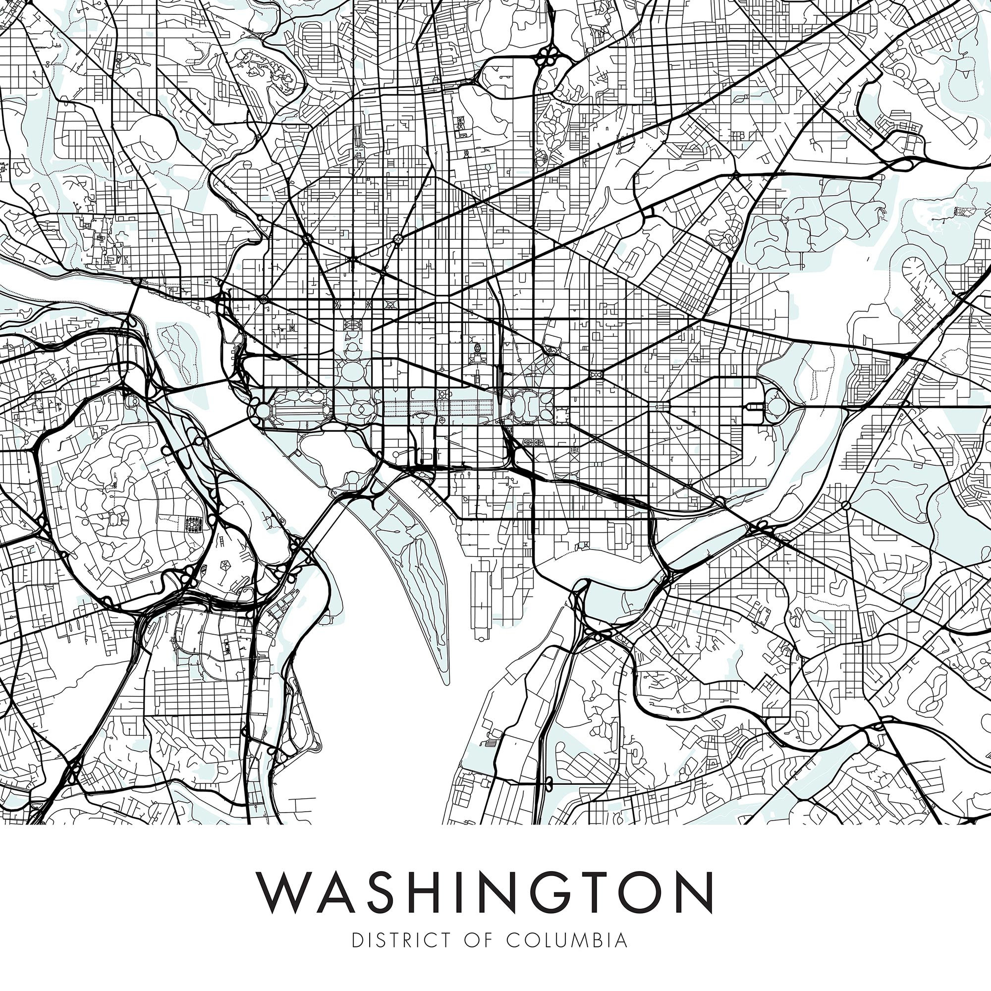 Washington DC City Art Map Print Wall Art A4 A3 A2 A1 | Etsy