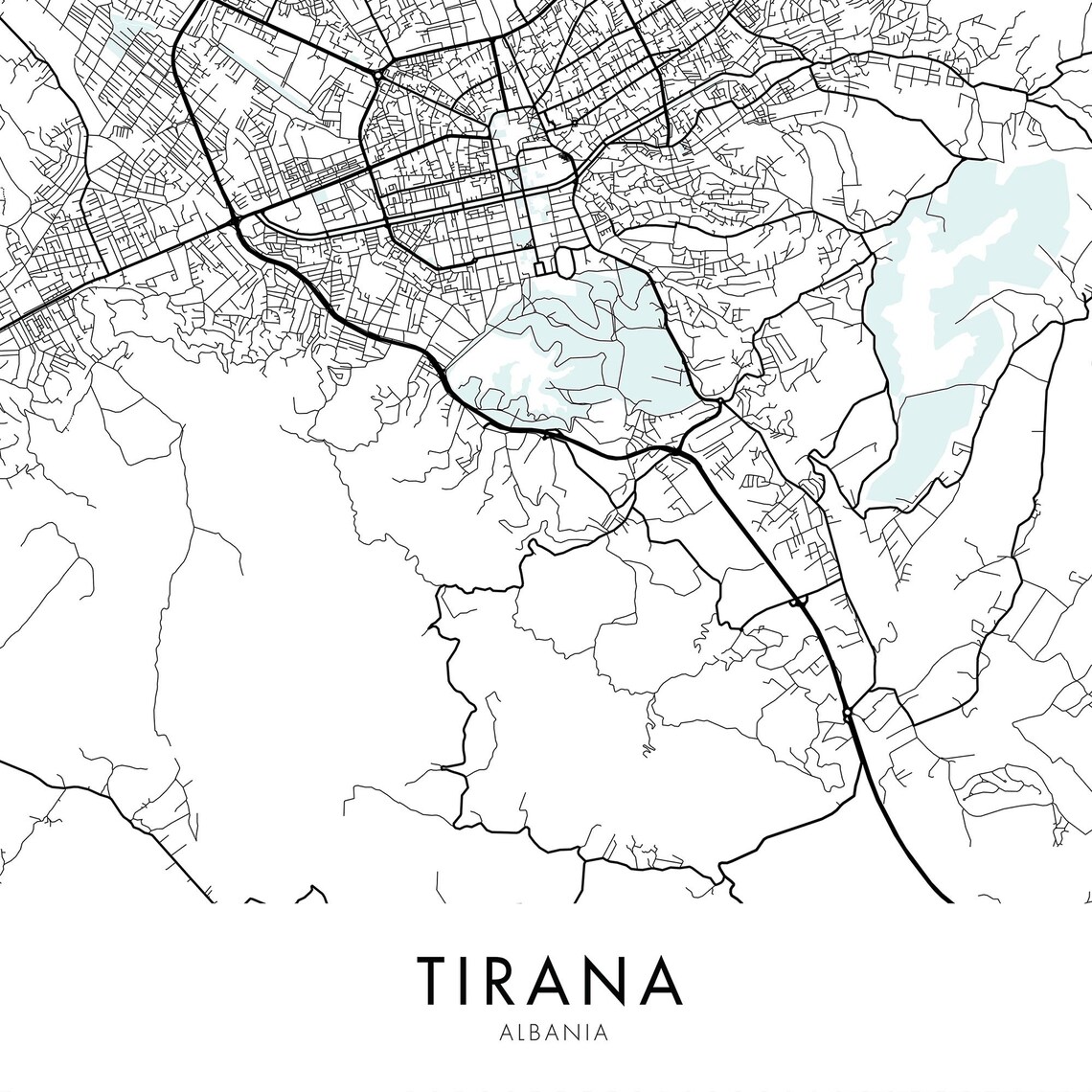 Tirana, Albania Art, City Map Print Wall Art | A4 A3 A2 A1 - Etsy