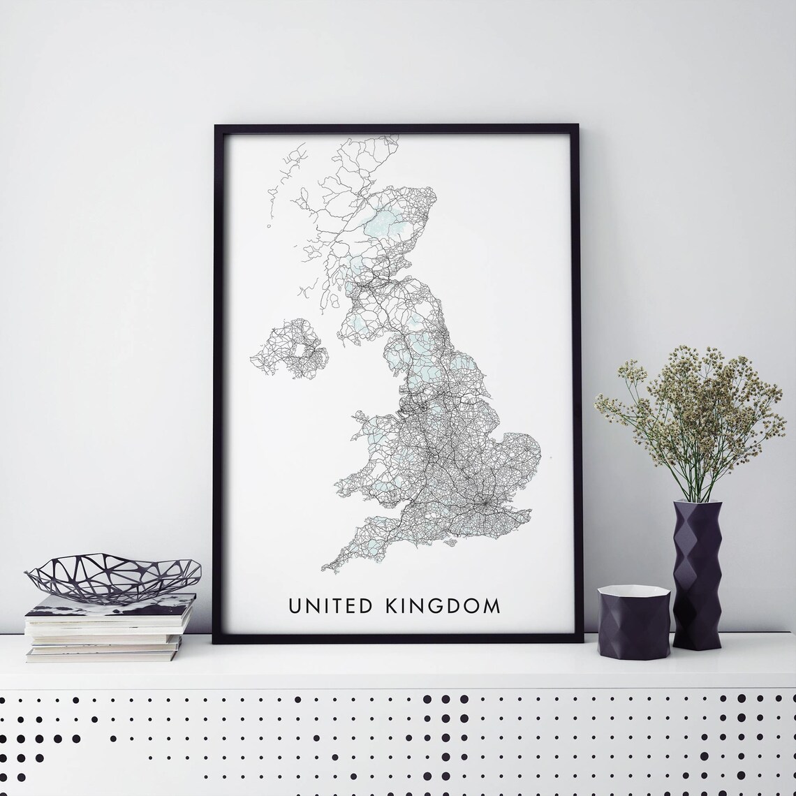 United Kingdom UK Art Country Road Map Print Wall Art A4 A3 - Etsy