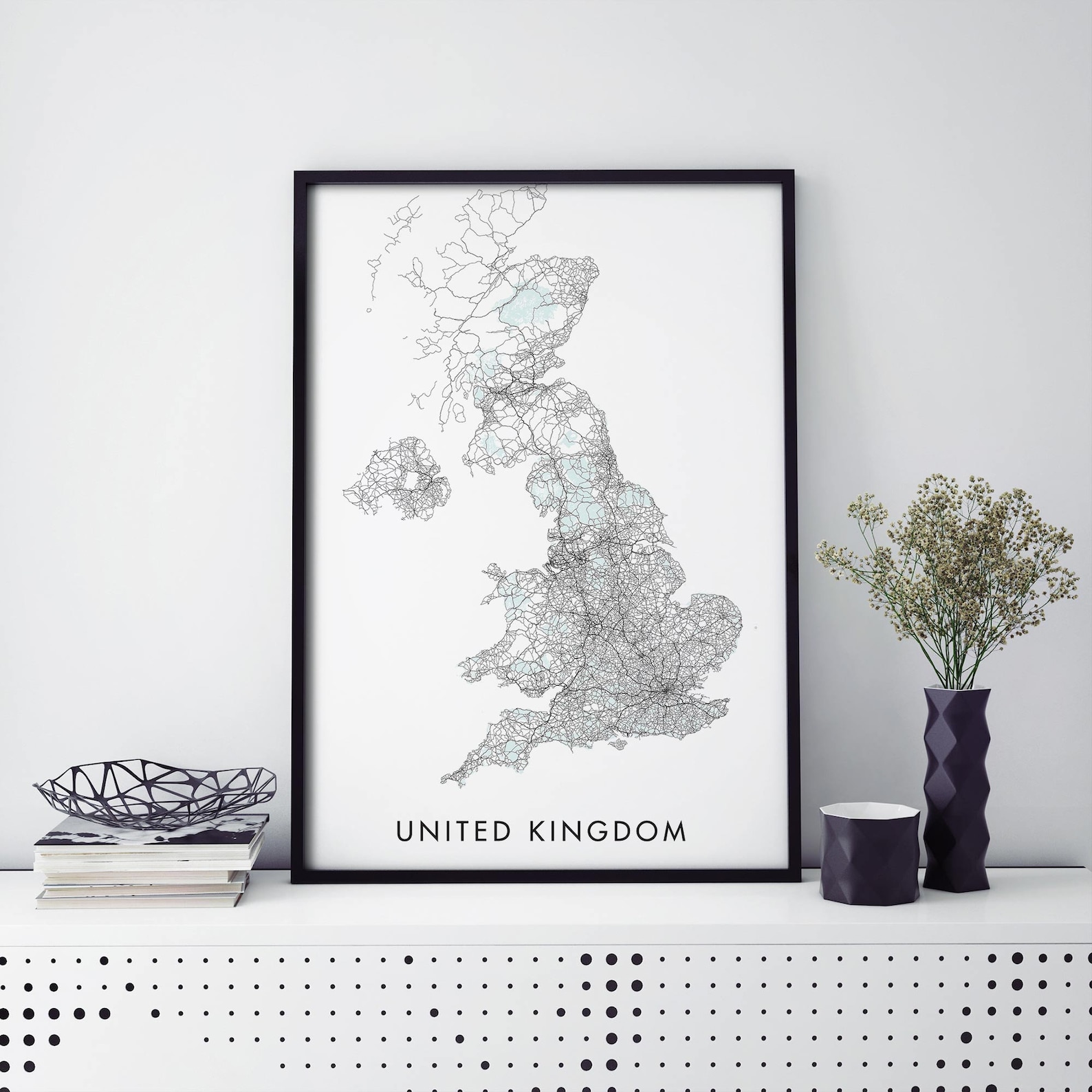 United Kingdom UK Art Country Road Map Print Wall Art A4 A3 | Etsy