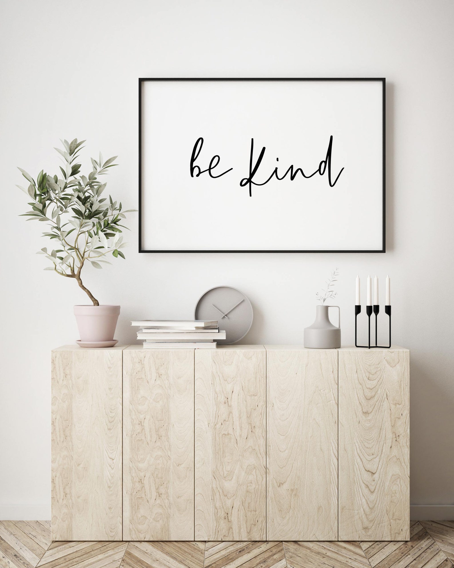 Be Kind Black & White Text Poster Print Wall Art | Print at Home ...