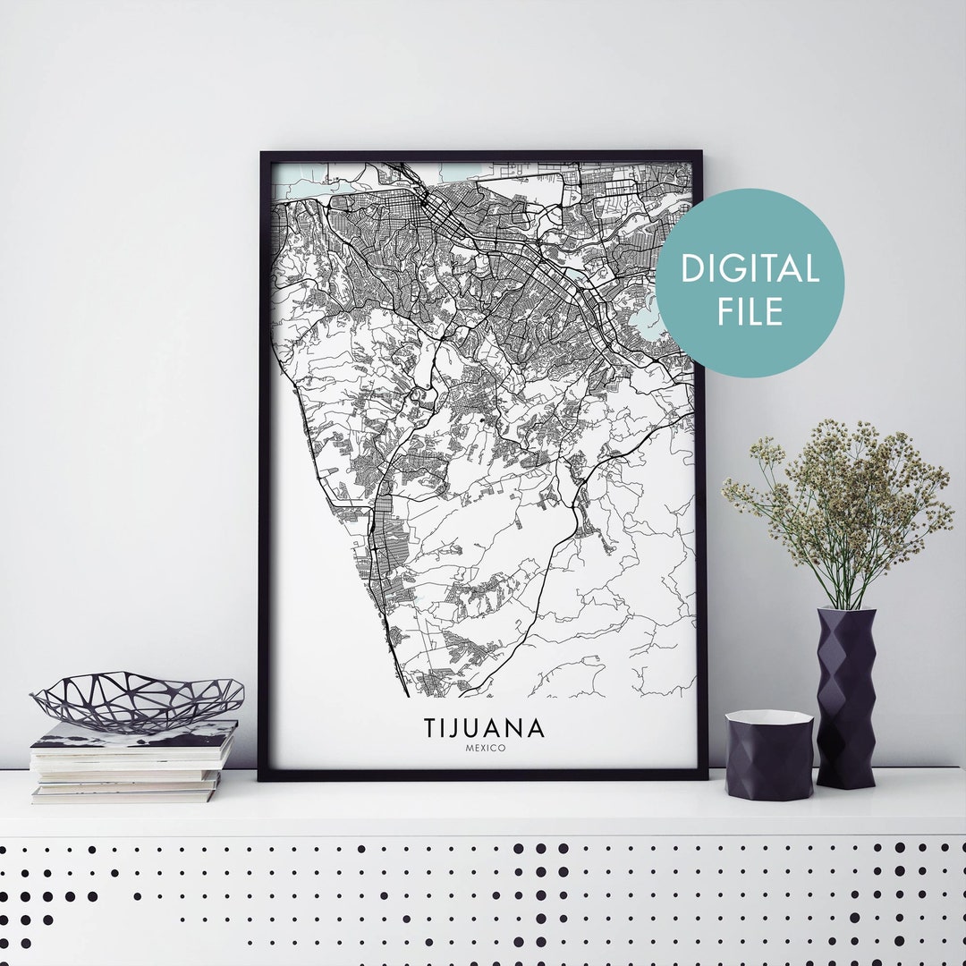 Tijuana, Ciudad de México Mapa Imprimir Arte mural / Imprimir en casa ...
