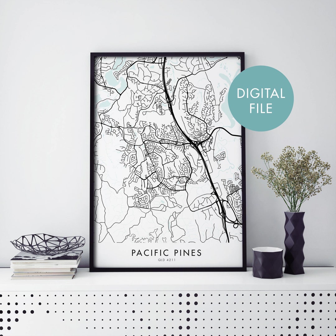 Pacific Pines, Gold Coast, Australia City Map Print Wall Art | Print at ...