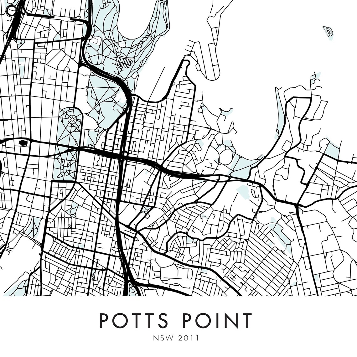 Potts Point Sydney Australia Art City Map Print Wall Art - Etsy