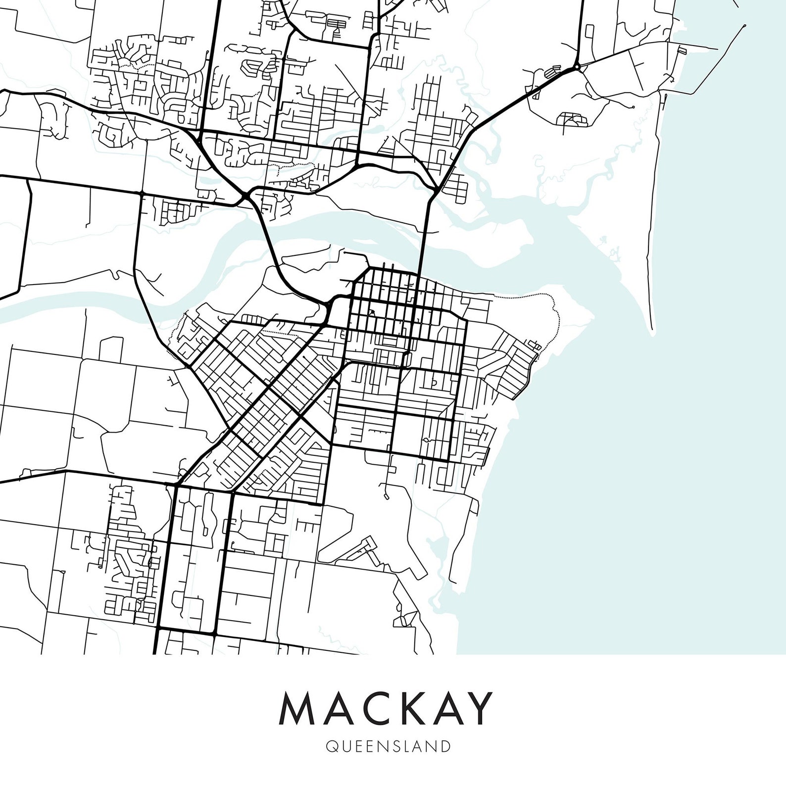 Mackay Queensland Australia City Map Print Wall Art Print | Etsy