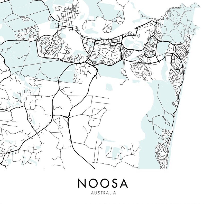 Noosa Queensland Australia Art City Map Print Wall Art A4 - Etsy Australia