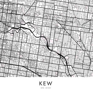 Kew, Melbourne City Map Print Wall Art | Print at Home | Digital ...