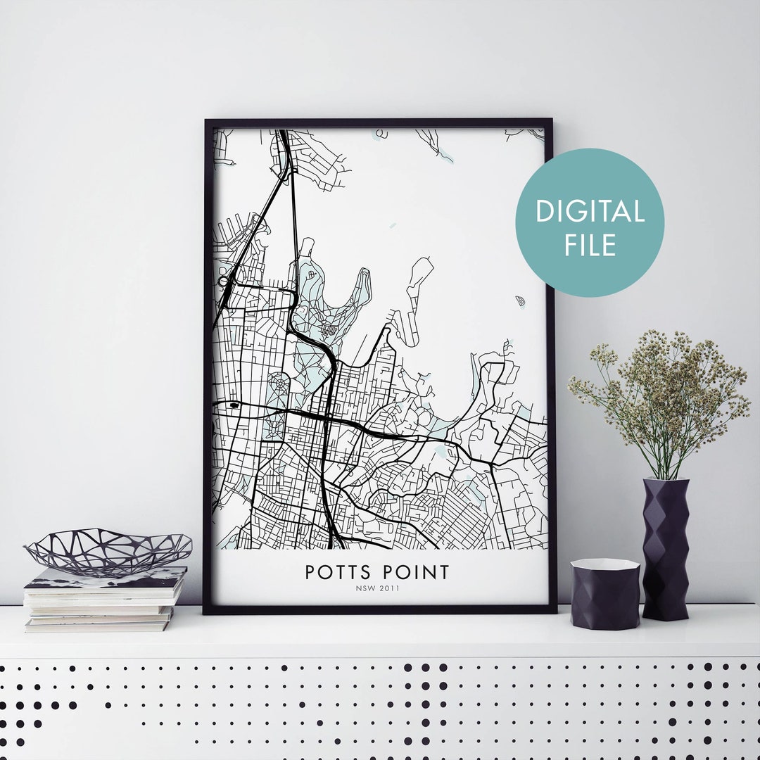 Potts Point, Sydney, Australia City Map Print Wall Art | Print at Home ...