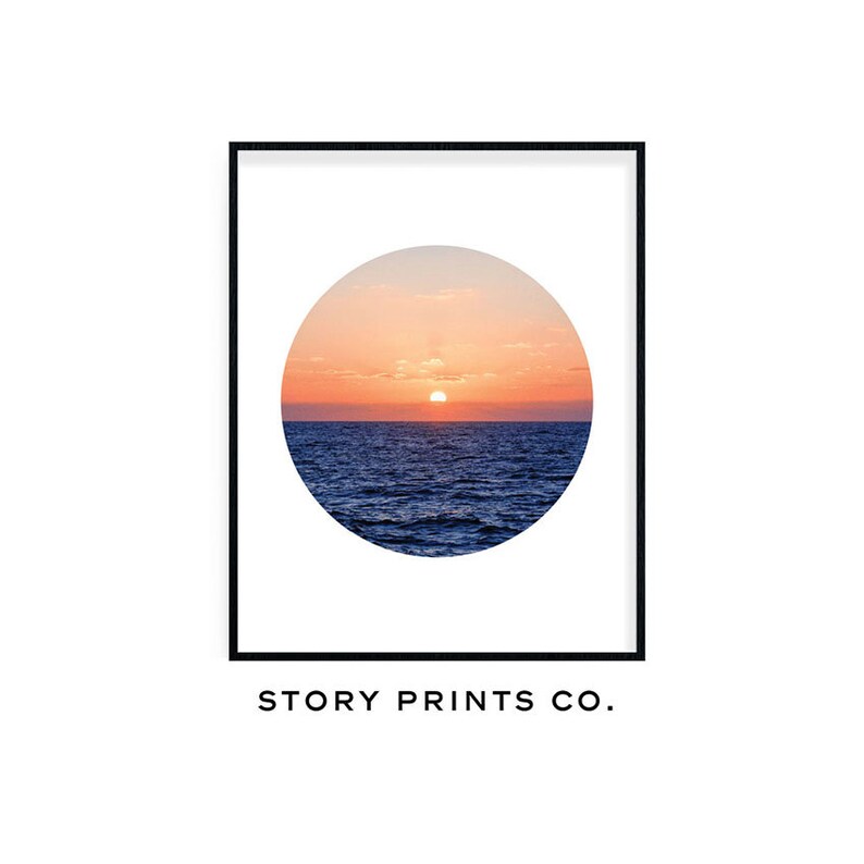 Sunset Photo, Ocean Photograph, Water, Coastal, Sea, Horizon ...