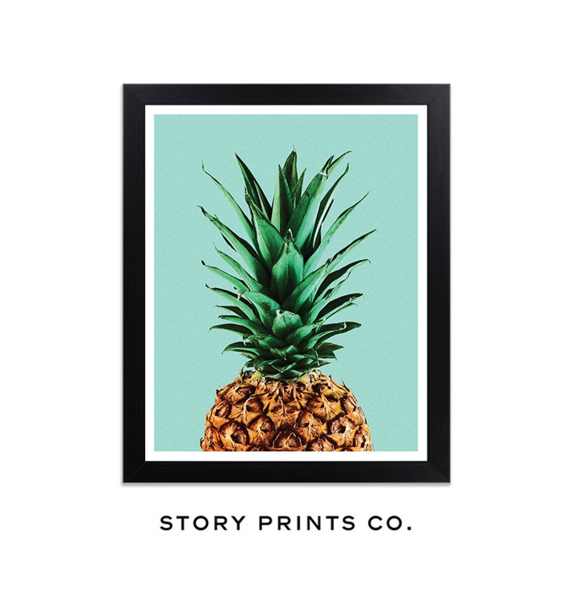 Pineapple Poster Fruit Print Turquoise Tropical Pineapple | Etsy