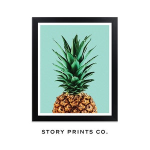 Pineapple Poster, Fruit Print, Turquoise, Tropical, Pineapple Print ...