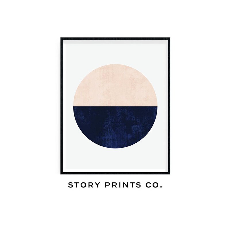 Circle Wall Art, Geometric Circle Print, Indigo Art, Scandinavian ...