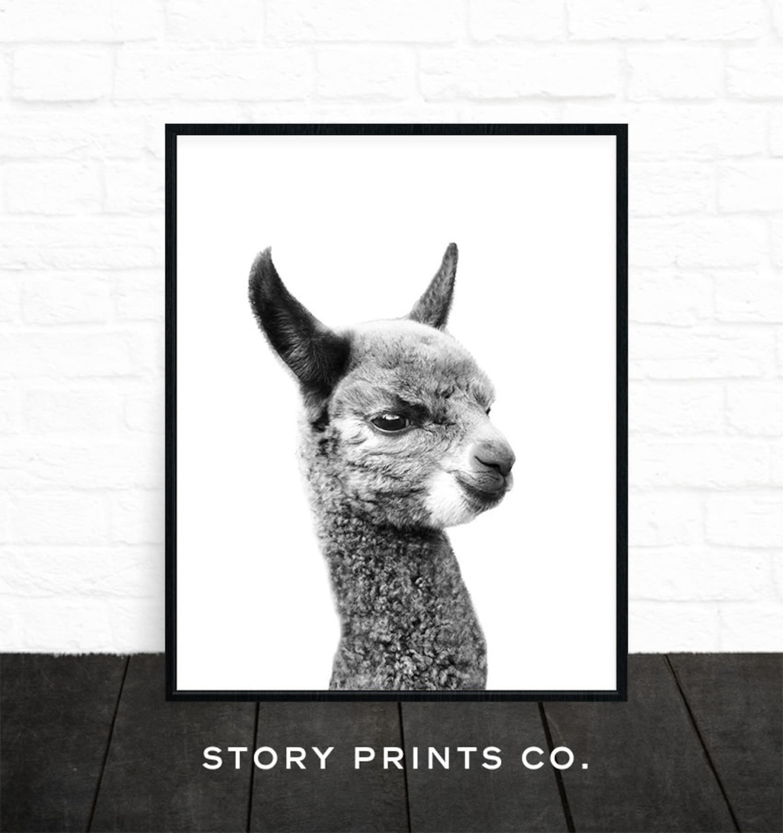 Alpaca Print Llama Print Llama Black and White Nursery - Etsy