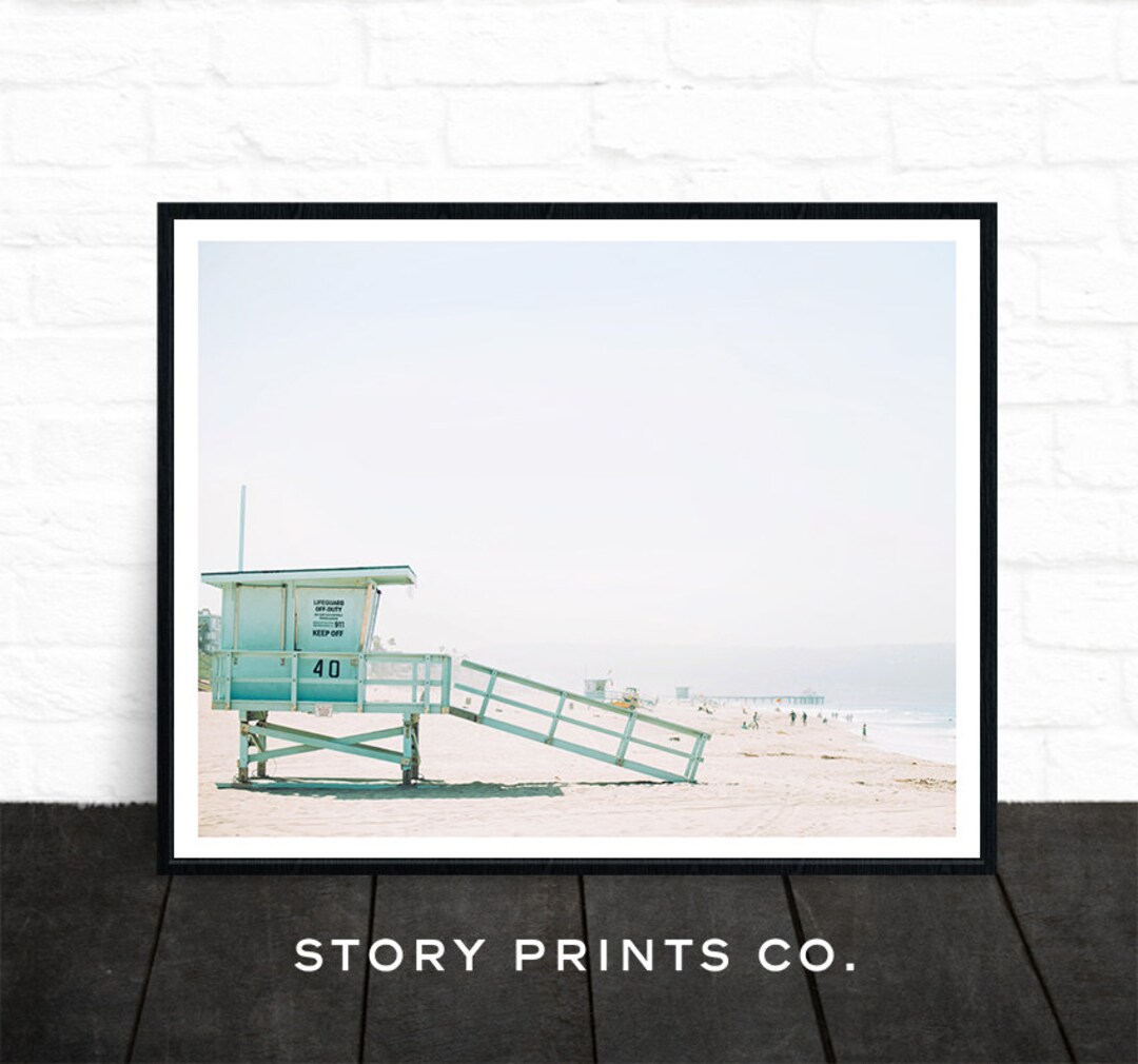 Beach Print, Beach Printable Art, Lifeguard Tower, Beach Photography ...