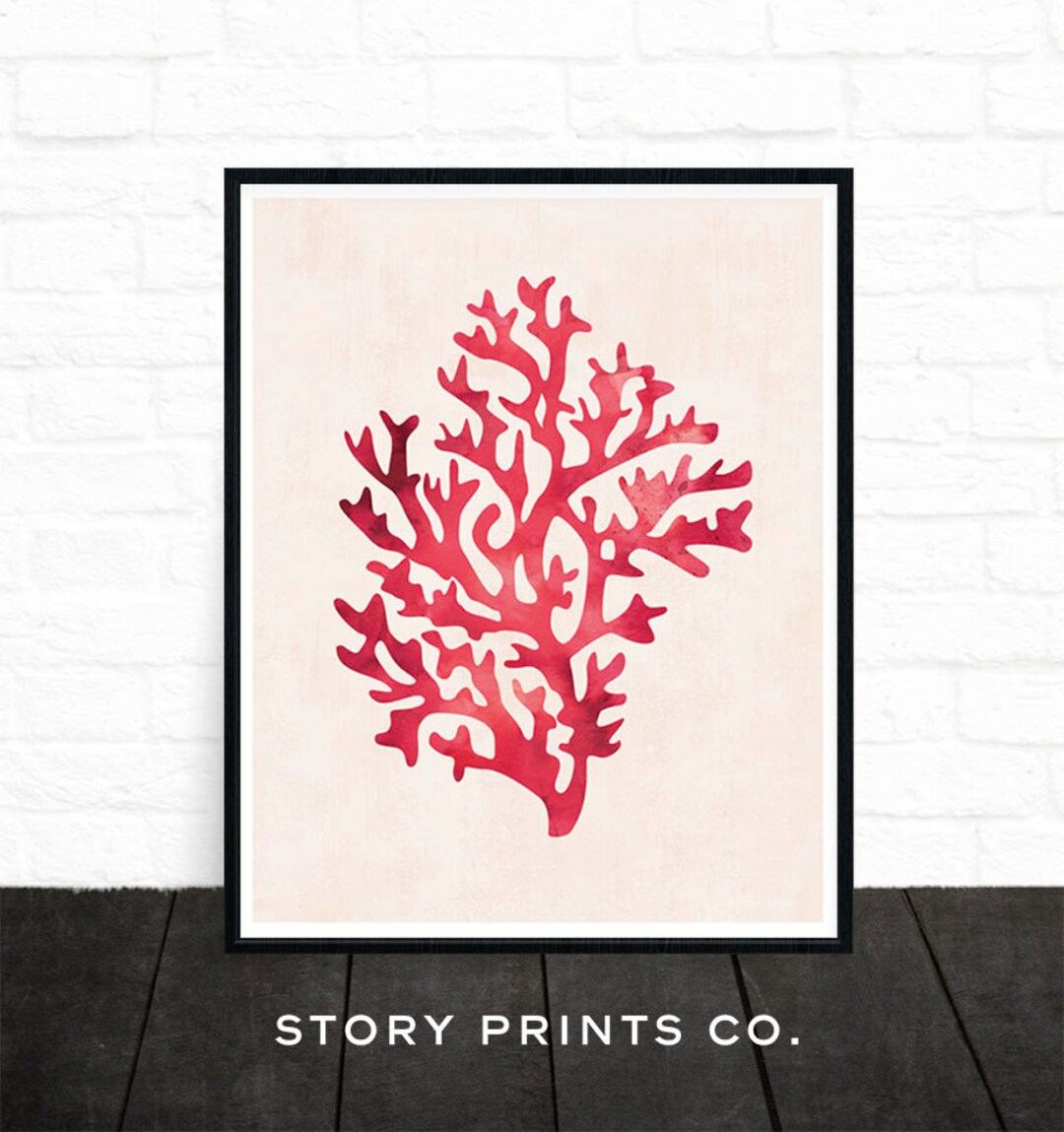 Coral Print, Printable, Watercolor Coral, Red, Nautical Nursery Prints ...
