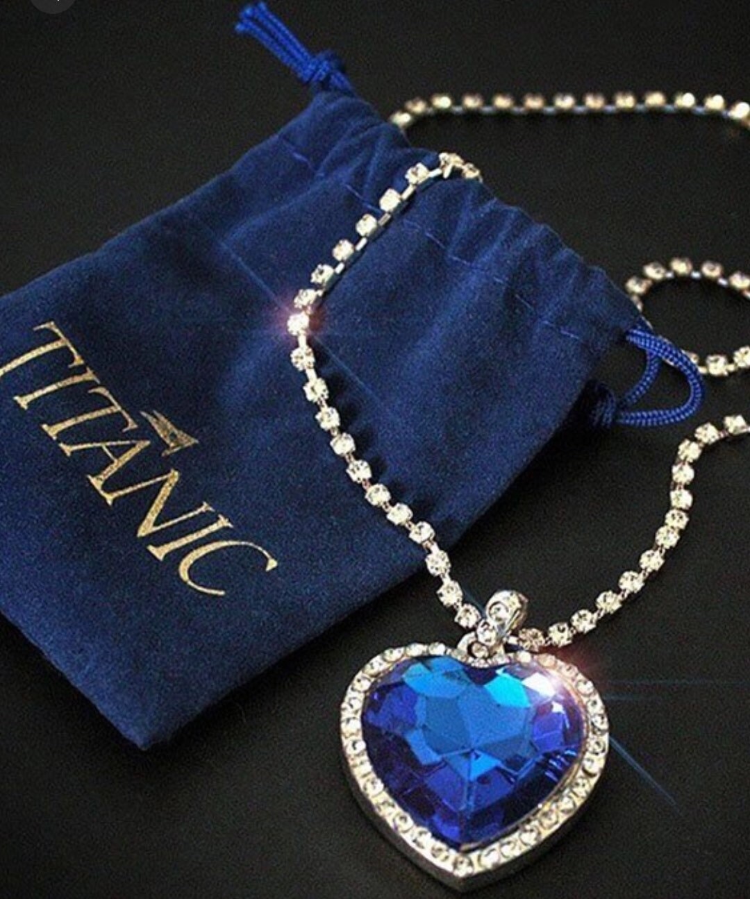 Heart of Ocean Blue Heart Love Forever Pendant Necklace in a Velvet Bag ...