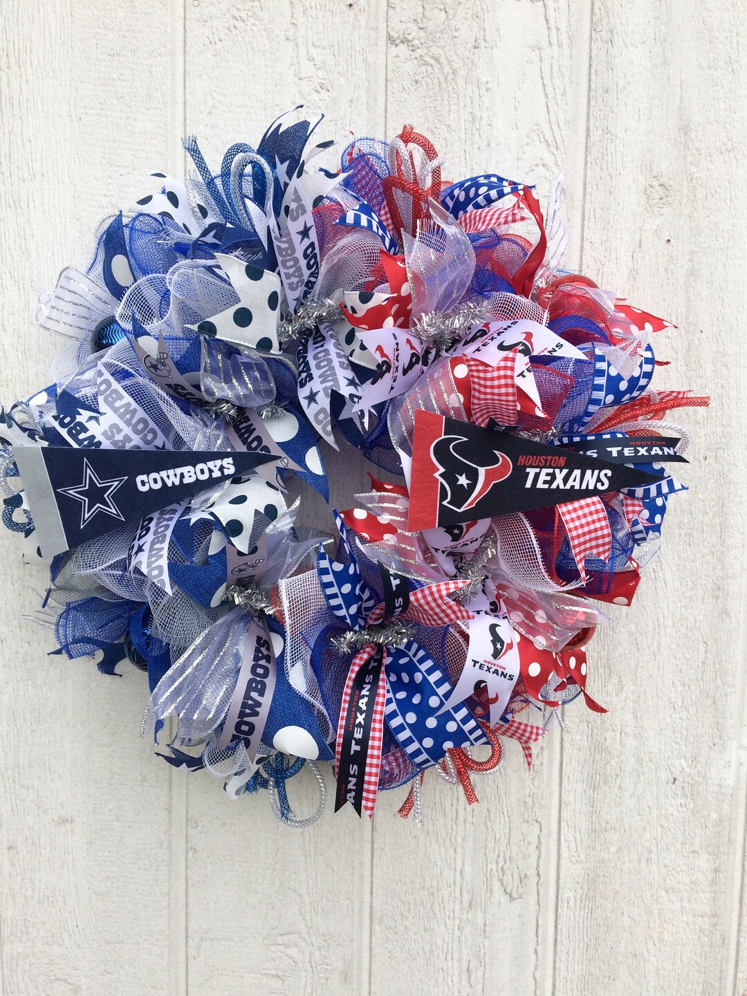 House Divided Wreath: Dallas Cowboys Vs Houston Texans NFL Decor - Etsy