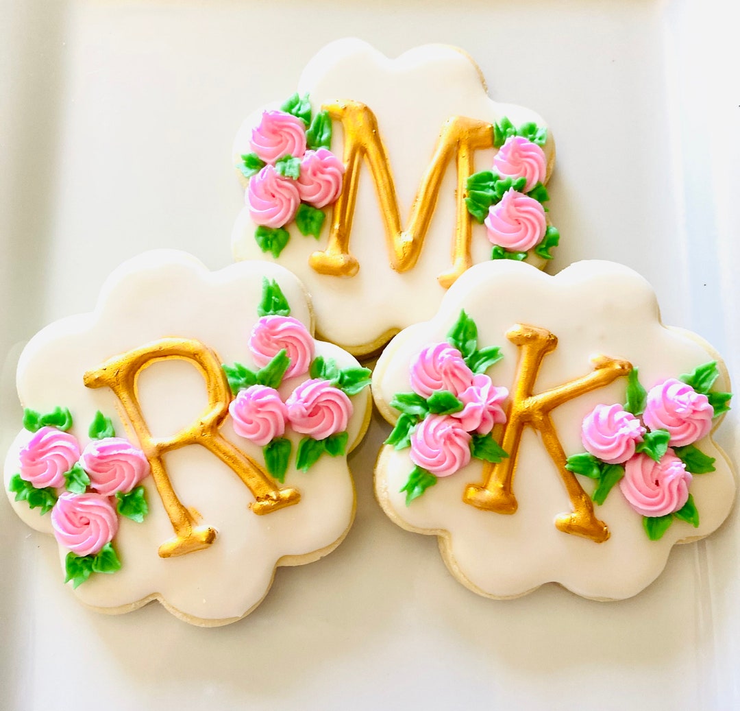 Customized Initial plaque Sugar Cookies- handmade icing customize gift ...