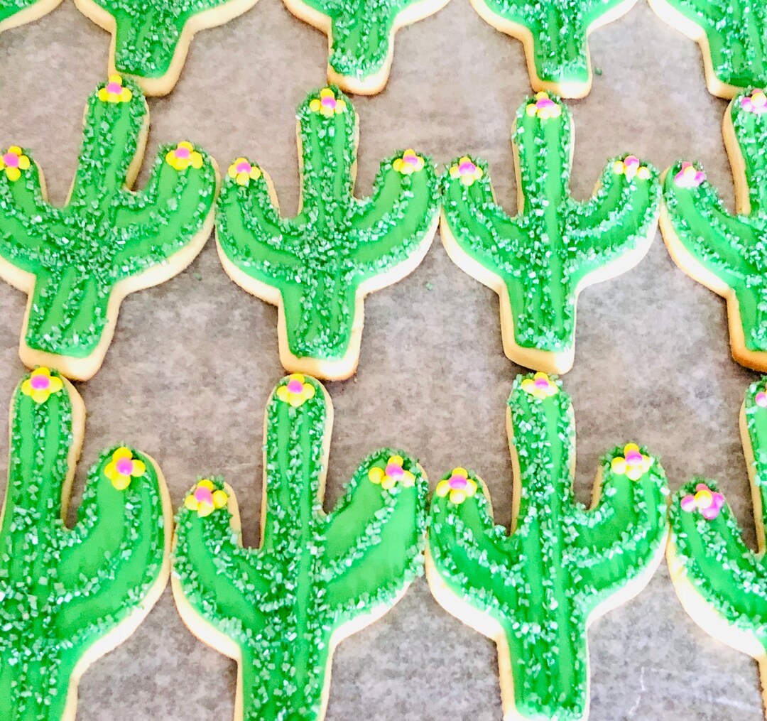 Cactus Theme Sugar Cookies- Handmade Icing Customize Gift for Birthday ...